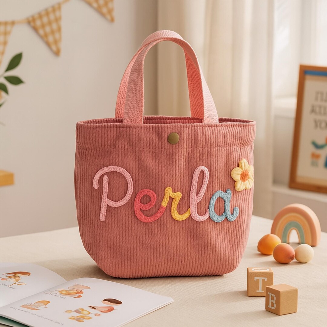 Personalized Embroidered Lunch Bag: Custom Kids' Name Handbag - Etsy