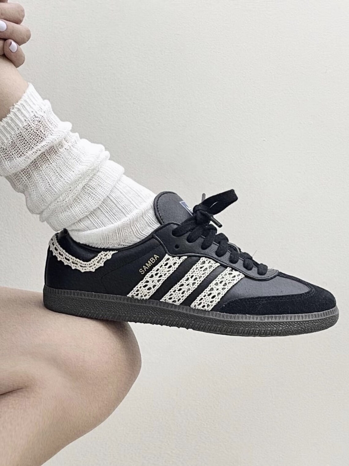 Custom Samba Lace Ruff in Black Custom Adidas Samba Custom Kicks ...