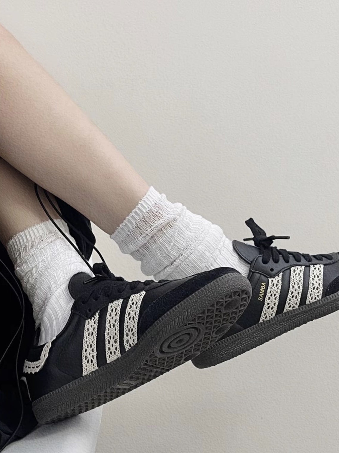 Custom Samba Lace Ruff in Black Custom Adidas Samba Custom Kicks ...