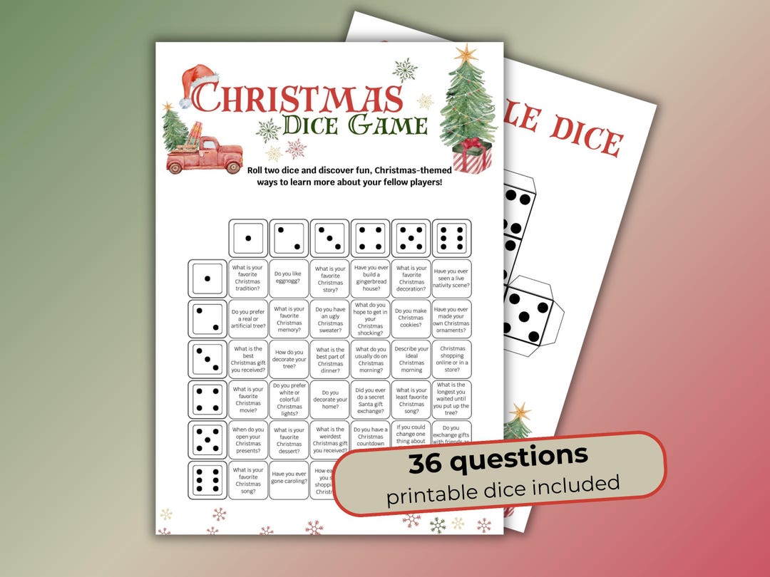 Christmas Roll the Dice Game - Fun Holiday Icebreaker With 36 Get-to ...