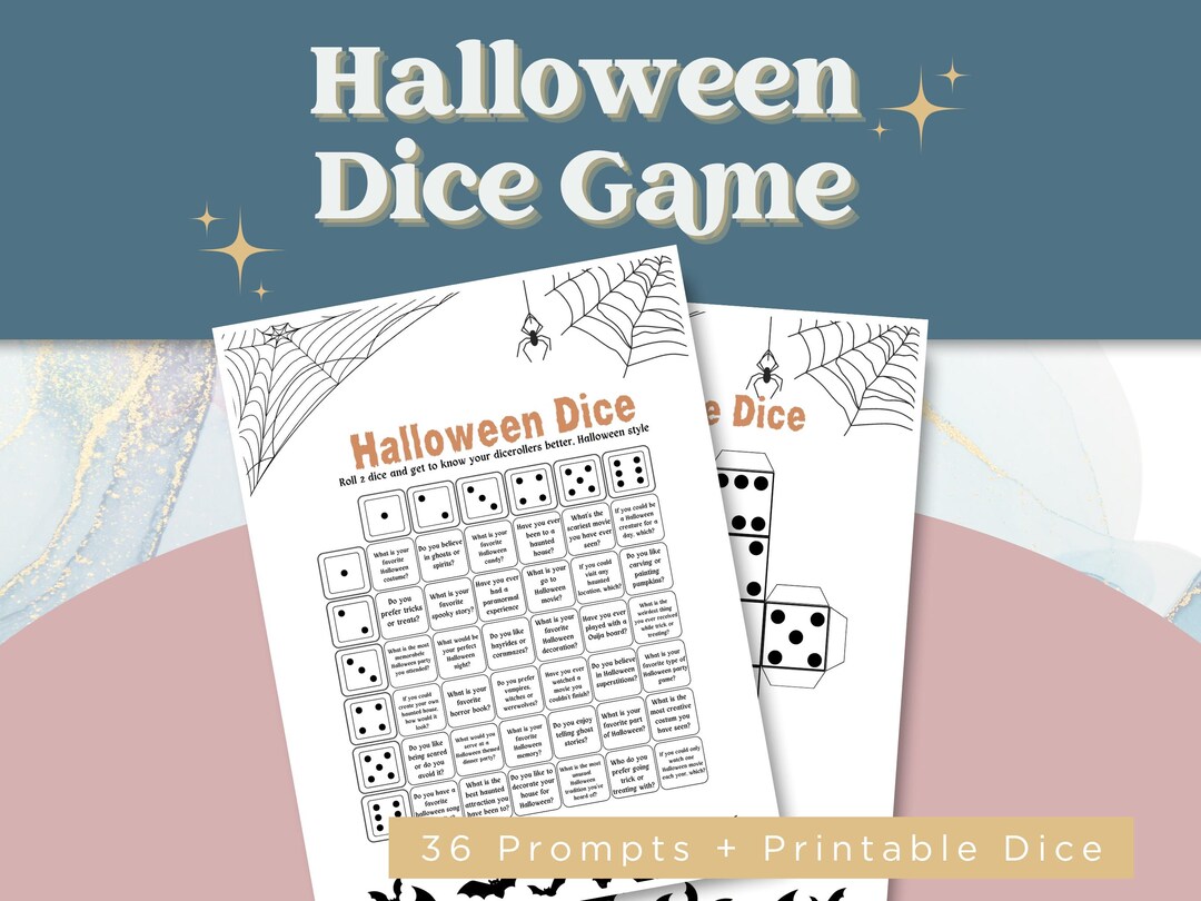 Halloween Dice Game: Spooky Printable Party Activity (instant Download ...