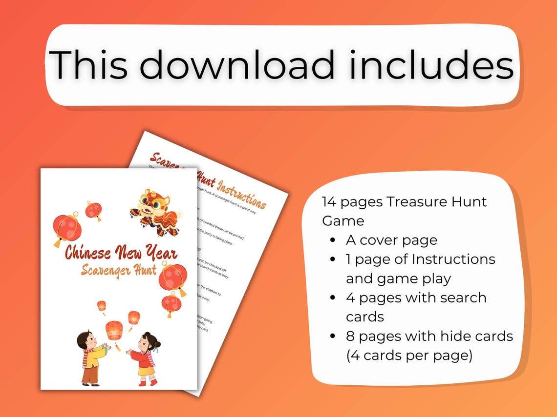 Printable Chinese New Year Scavenger Hunt – 32 Fun Images to Hide and ...