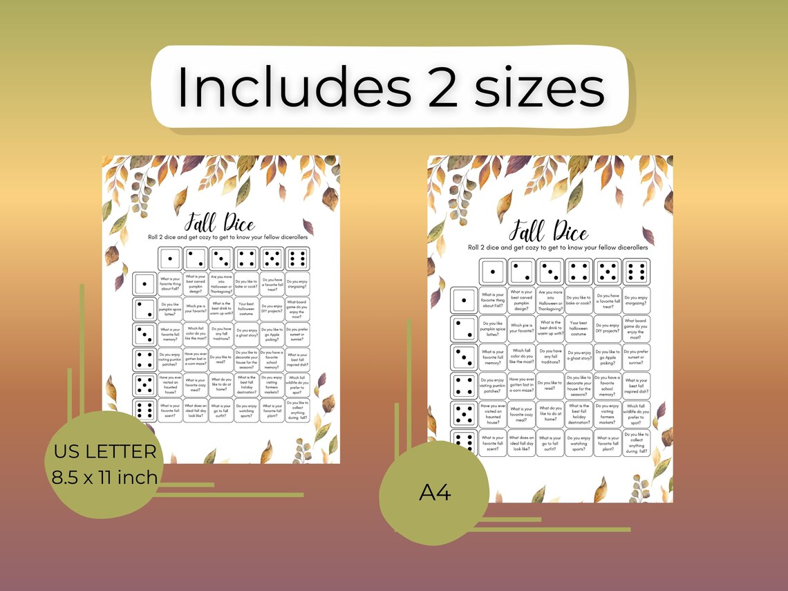 Dice Game: Fall Themed - Enjoy Autumn Game Nights - Great for Family ...