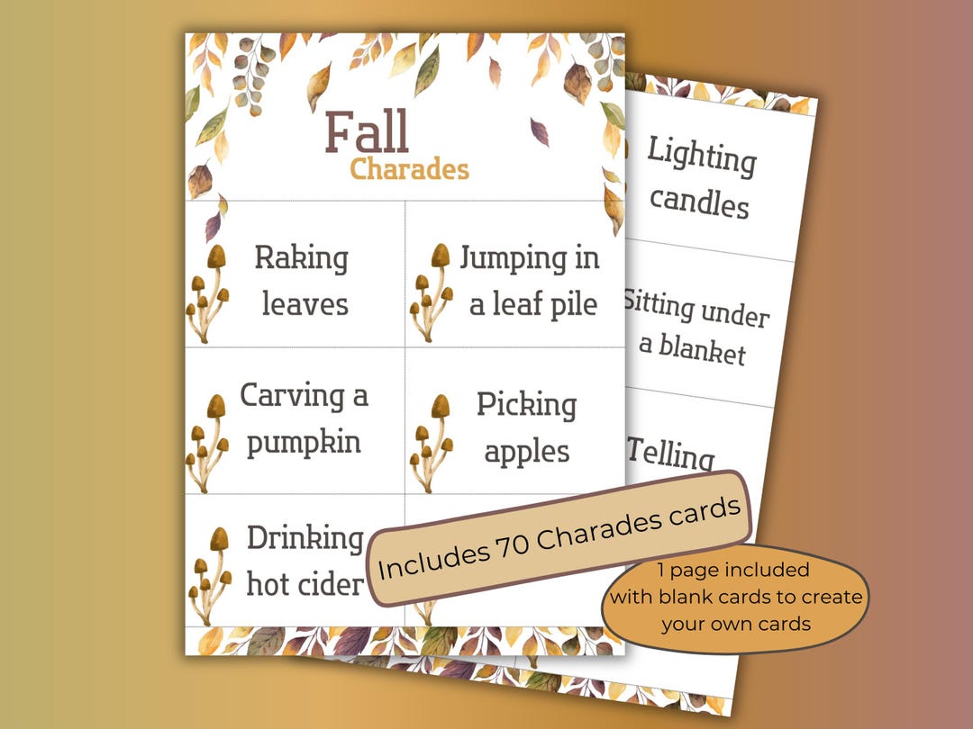 Charades: Fall - 70 Cards - Fun Autumn Activity for Family and Friends ...