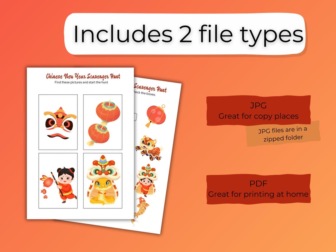Chinese New Year Scavenger Hunt Game: 32 Fun Images (digital Download ...