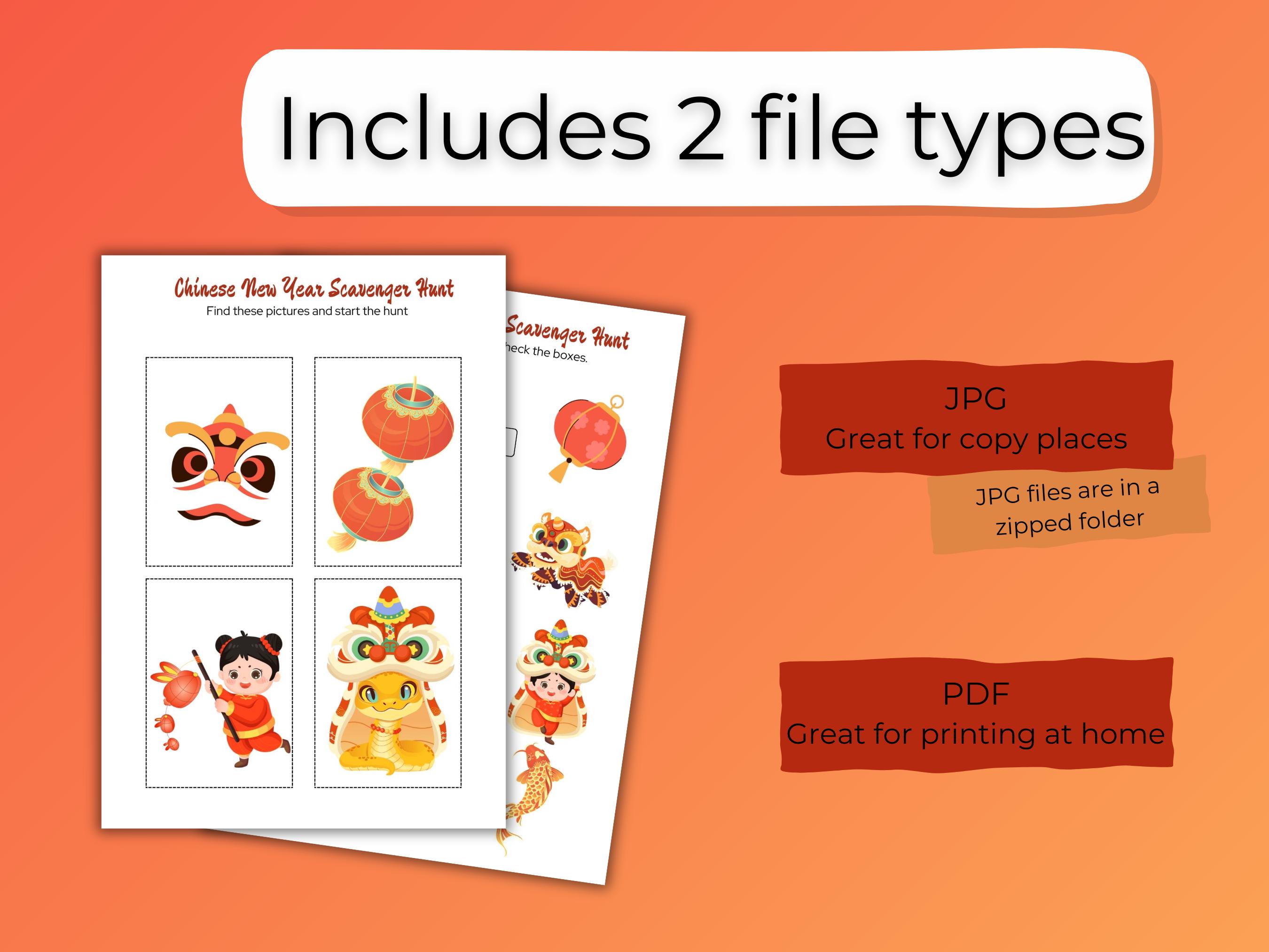 Printable Chinese New Year Scavenger Hunt – 32 Fun Images to Hide and ...