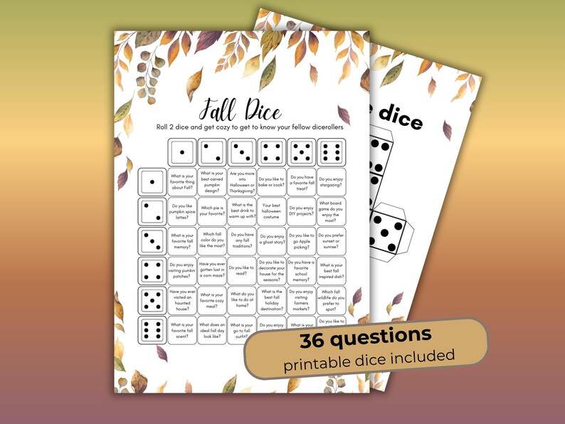 Dice Game: Fall Themed - Enjoy Autumn Game Nights - Great for Family ...