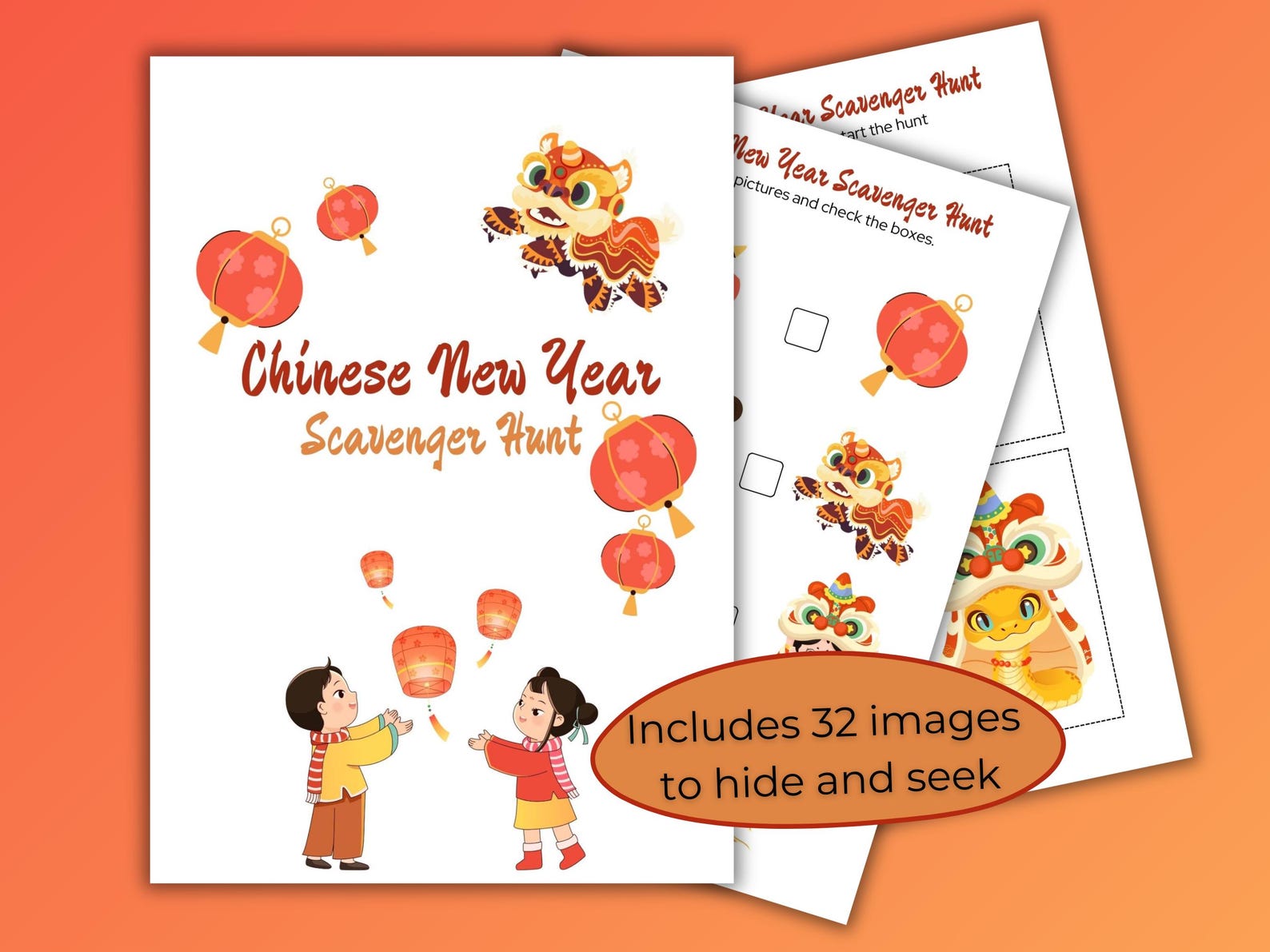 Printable Chinese New Year Scavenger Hunt – 32 Fun Images to Hide and ...