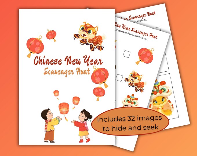 Printable Chinese New Year Scavenger Hunt – 32 Fun Images to Hide and ...