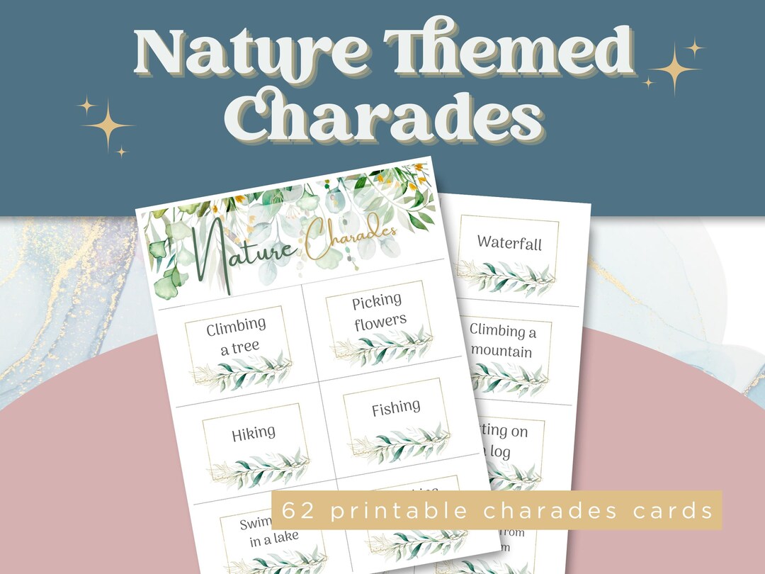 Nature Charades Game | 62 Printable Cards for Kids, Family & Friends ...