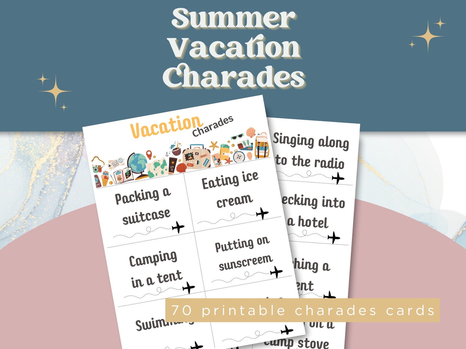 Summer Vacation Charades | 70 Printable Cards for Family & Friends ...