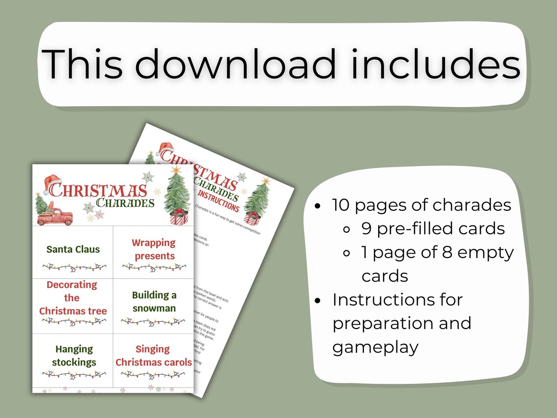 Charades: Christmas Themed - 70 Charades Cards for a Fun and Festive ...