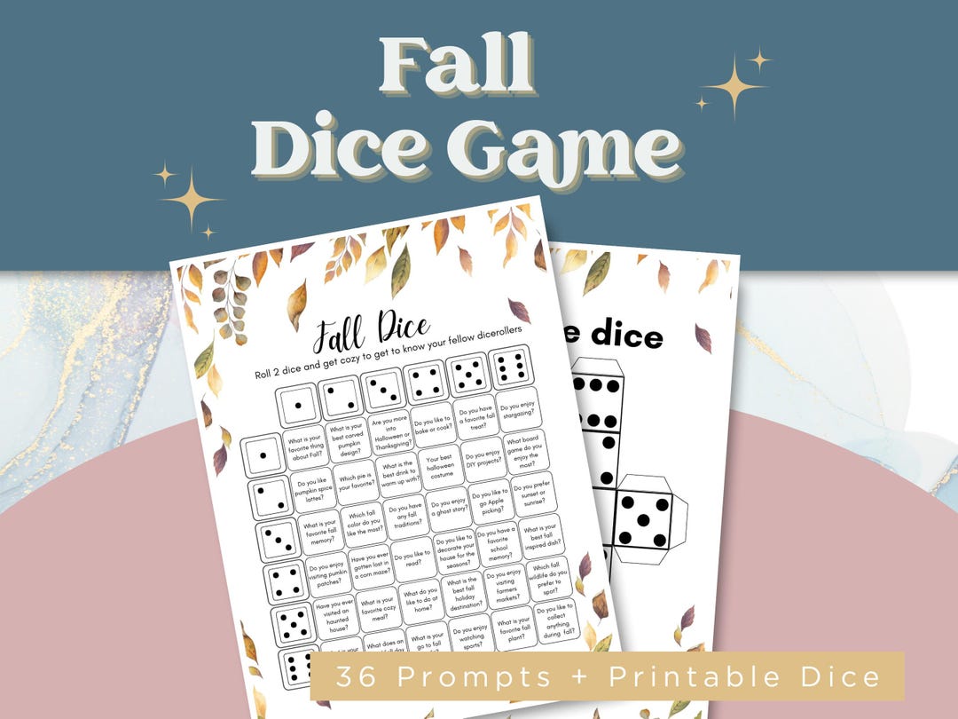Fall Dice Game: Thanksgiving Cozy Autumn Family Activity (digital ...