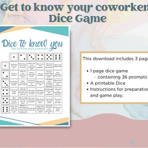 Team Building Dice Game: Get to Know Your Coworkers (printable) - Etsy