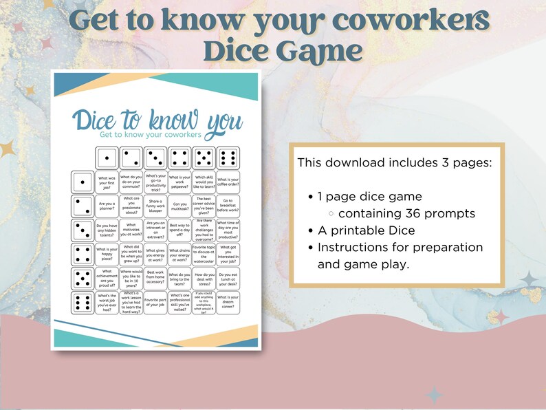 Team Building Dice Game: Get to Know Your Coworkers (printable) - Etsy