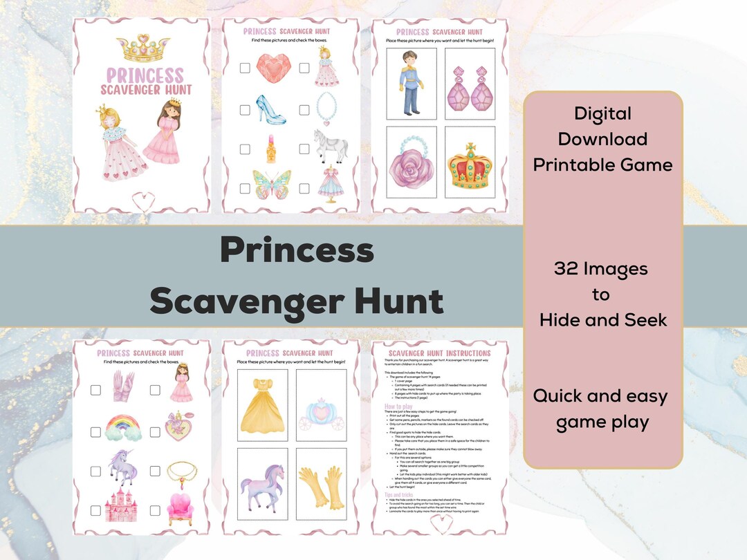 Princess Scavenger Hunt Game – 32 Printable Images to Hide and Seek ...
