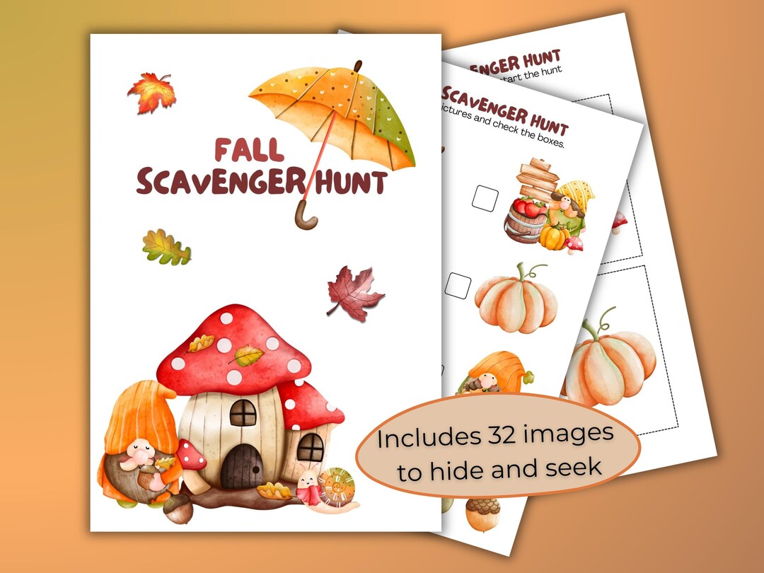 Scavenger Hunt: Fall - Autumn Treasure Hunt - 32 Images to Hide and ...