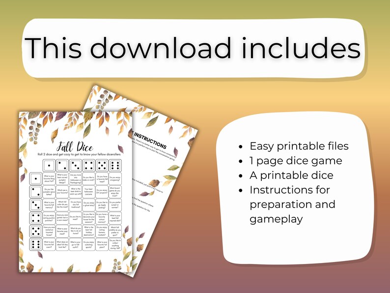 Dice Game: Fall Themed - Enjoy Autumn Game Nights - Great for Family ...