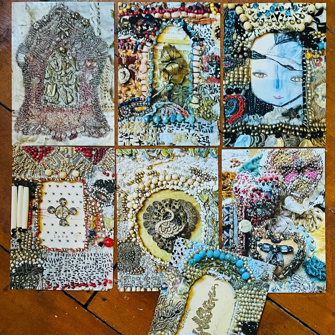 Stitched Sacred Card Deck - Total of 7 Packaged Inside a Cotton Bag ...
