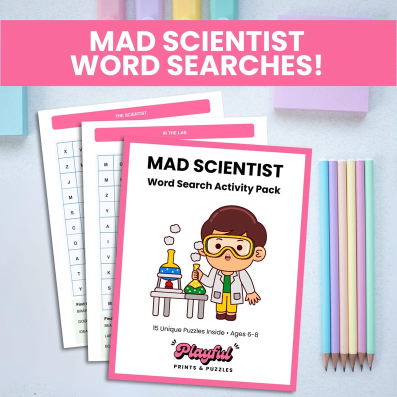 Science Word Search Puzzle: Mad Scientist STEM Activity (PDF Download ...