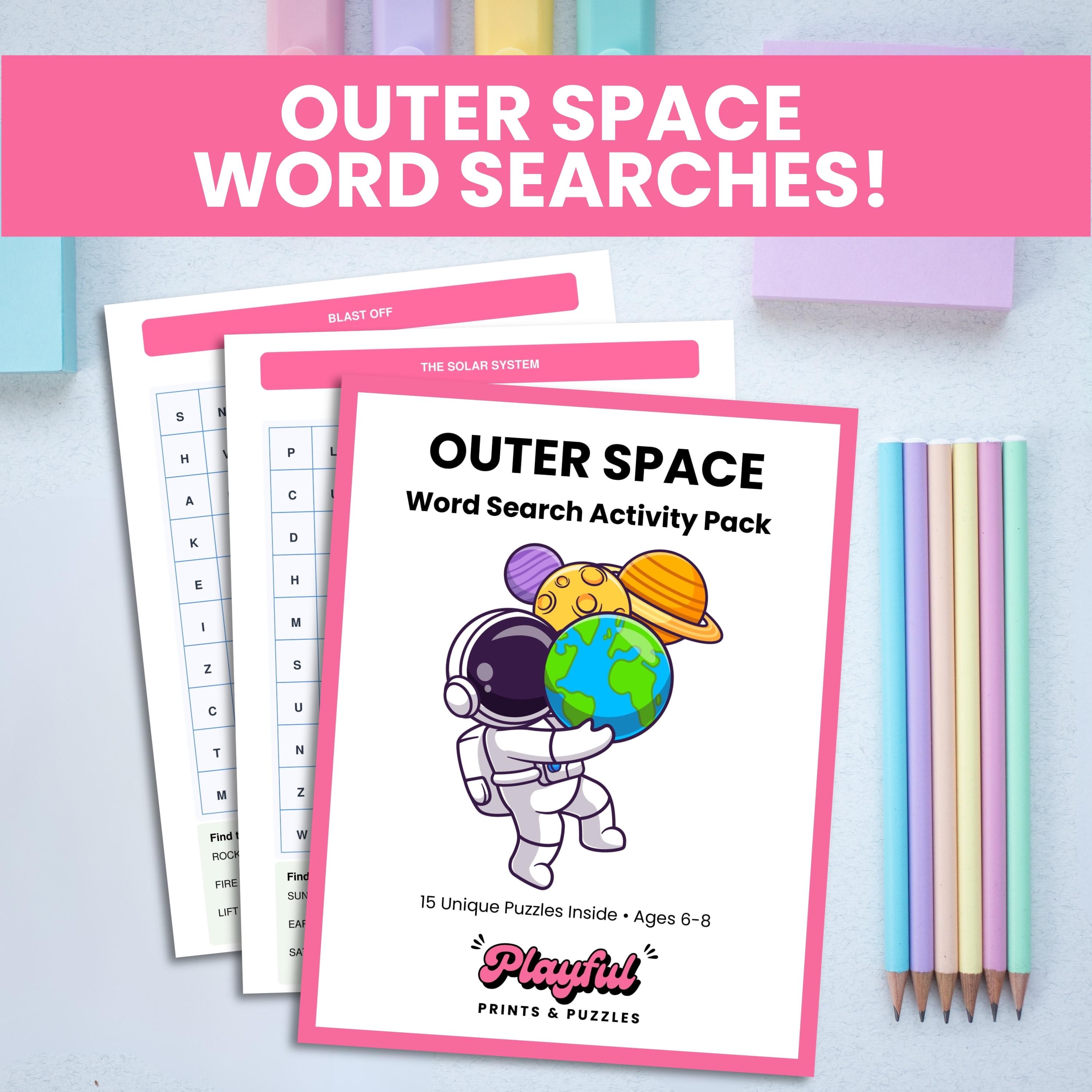Outer Space Word Search Puzzles: Solar System Kids Activity (digital ...