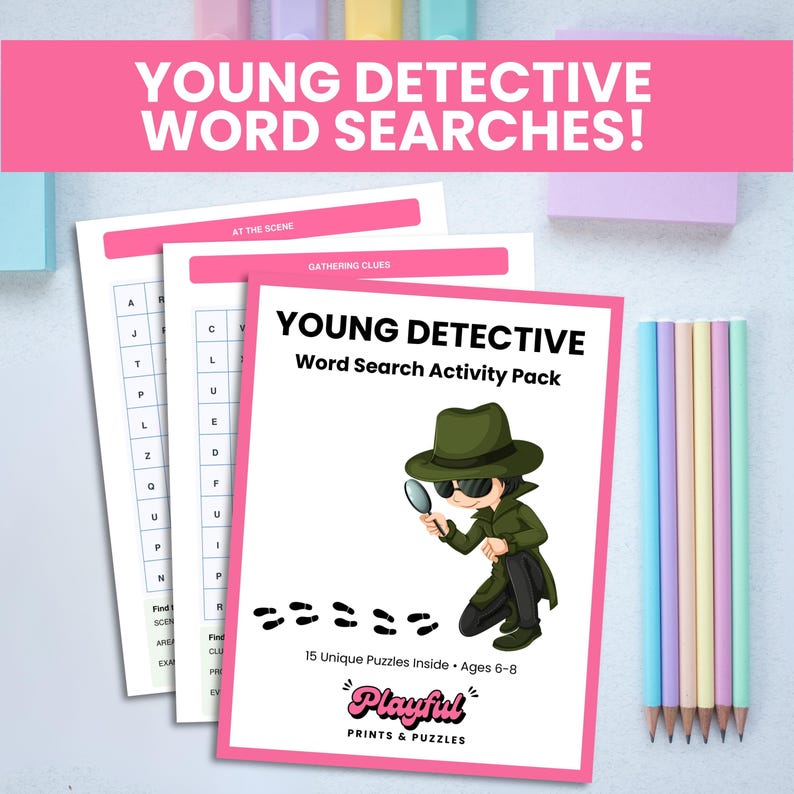 Young Detective Word Search, Printable Kids Activity, Mystery Party ...