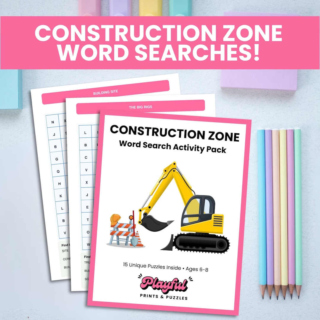 Construction Word Search for Kids | Truck and Digger Printable ...