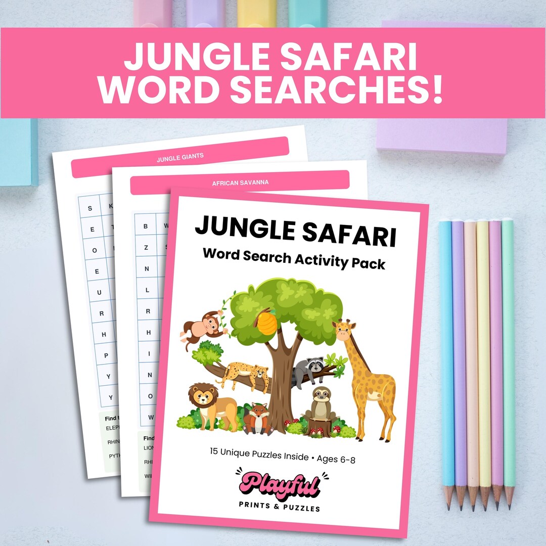 Jungle Safari Word Search, Printable African Animals Activity, Kids ...