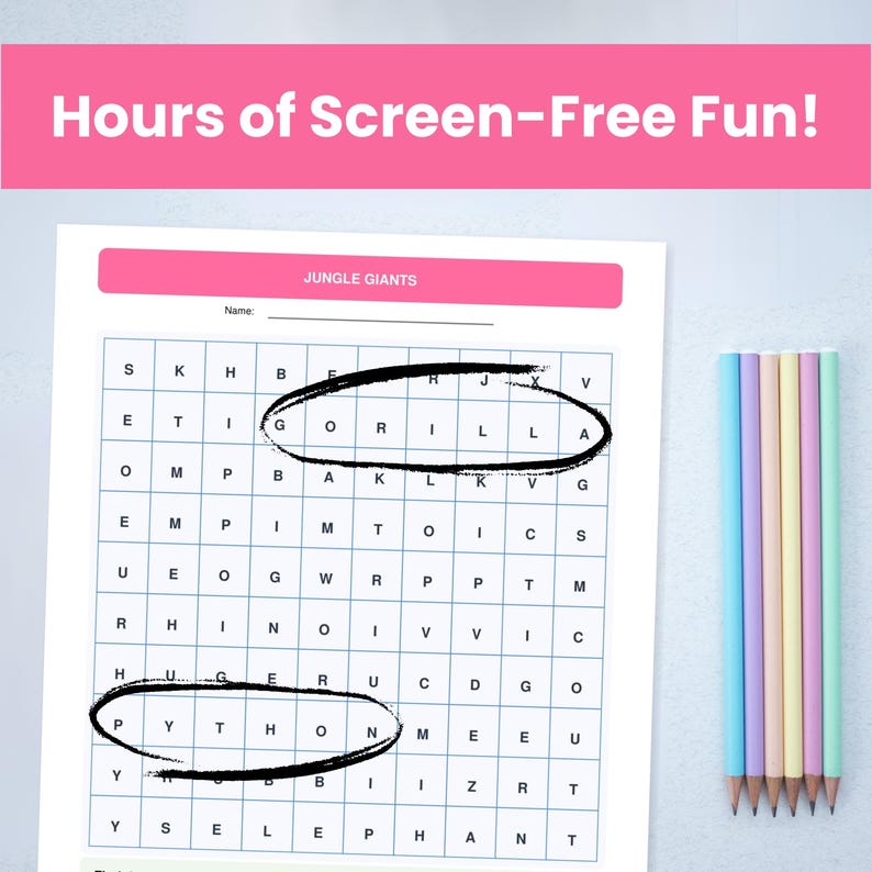 Jungle Safari Word Search, Printable African Animals Activity, Kids ...