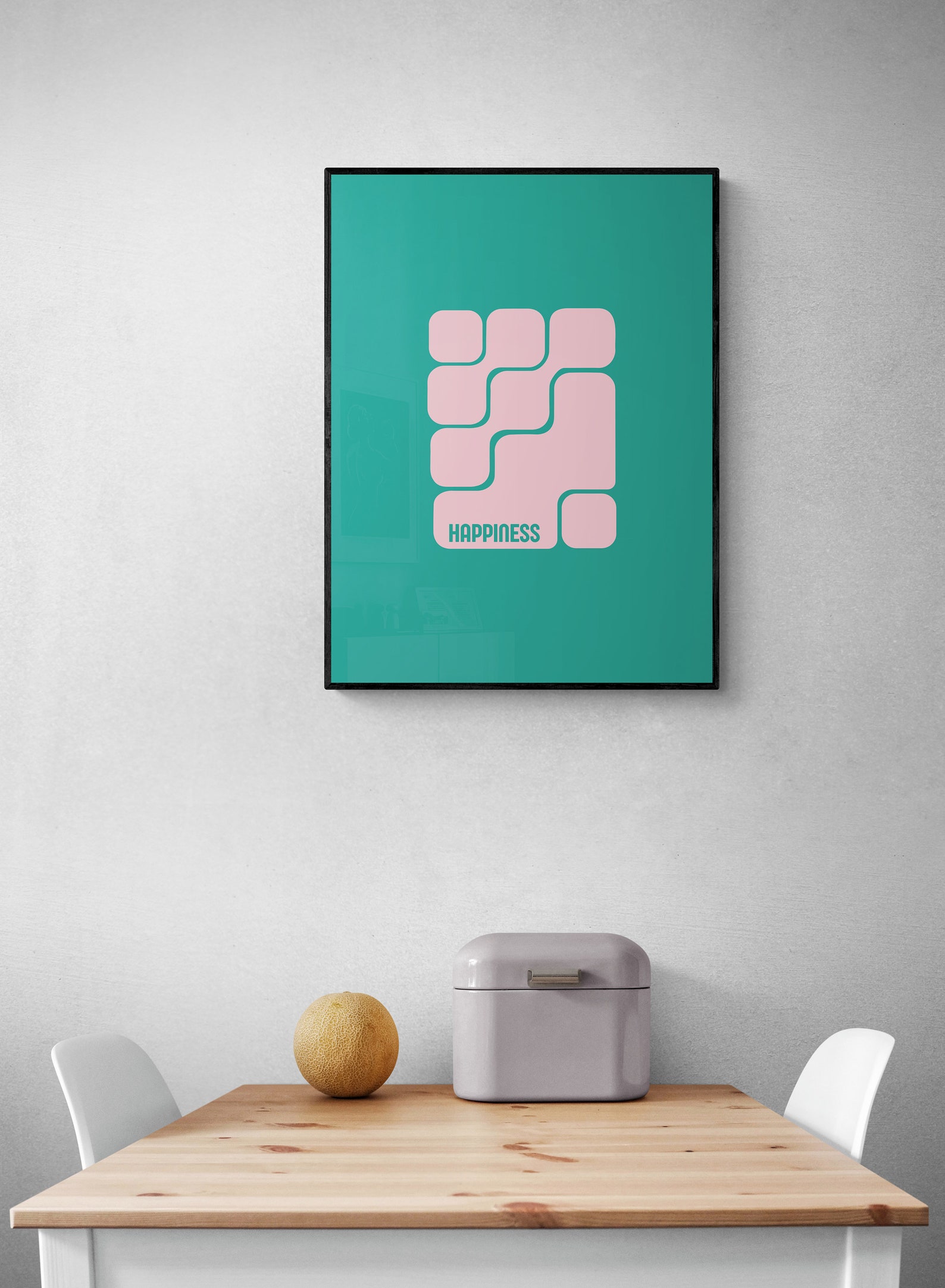 Happiness Abstract Print Digital Poster Jungle Green and Pink ...