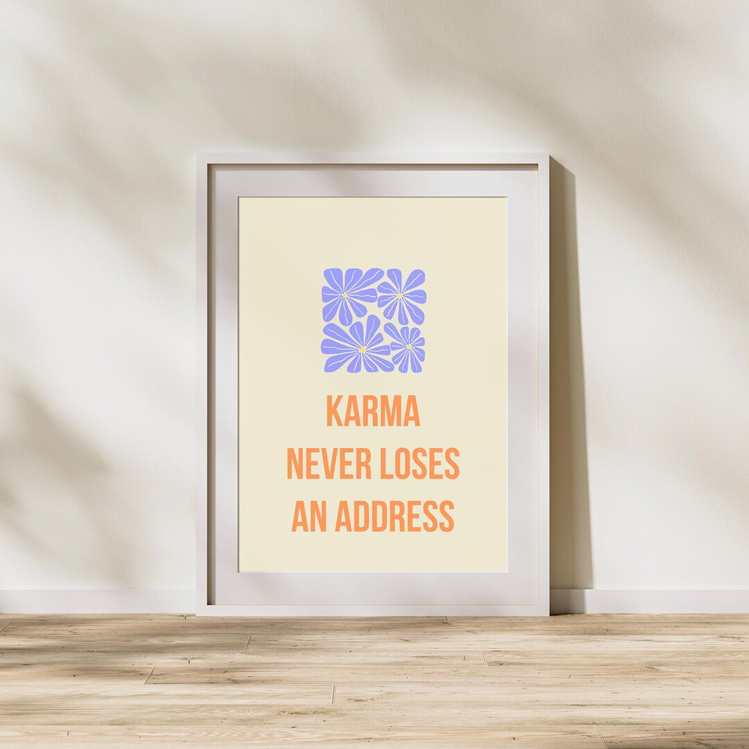 Karma Printable Blue and Orange Wall Art for Living Room Digital Beige ...