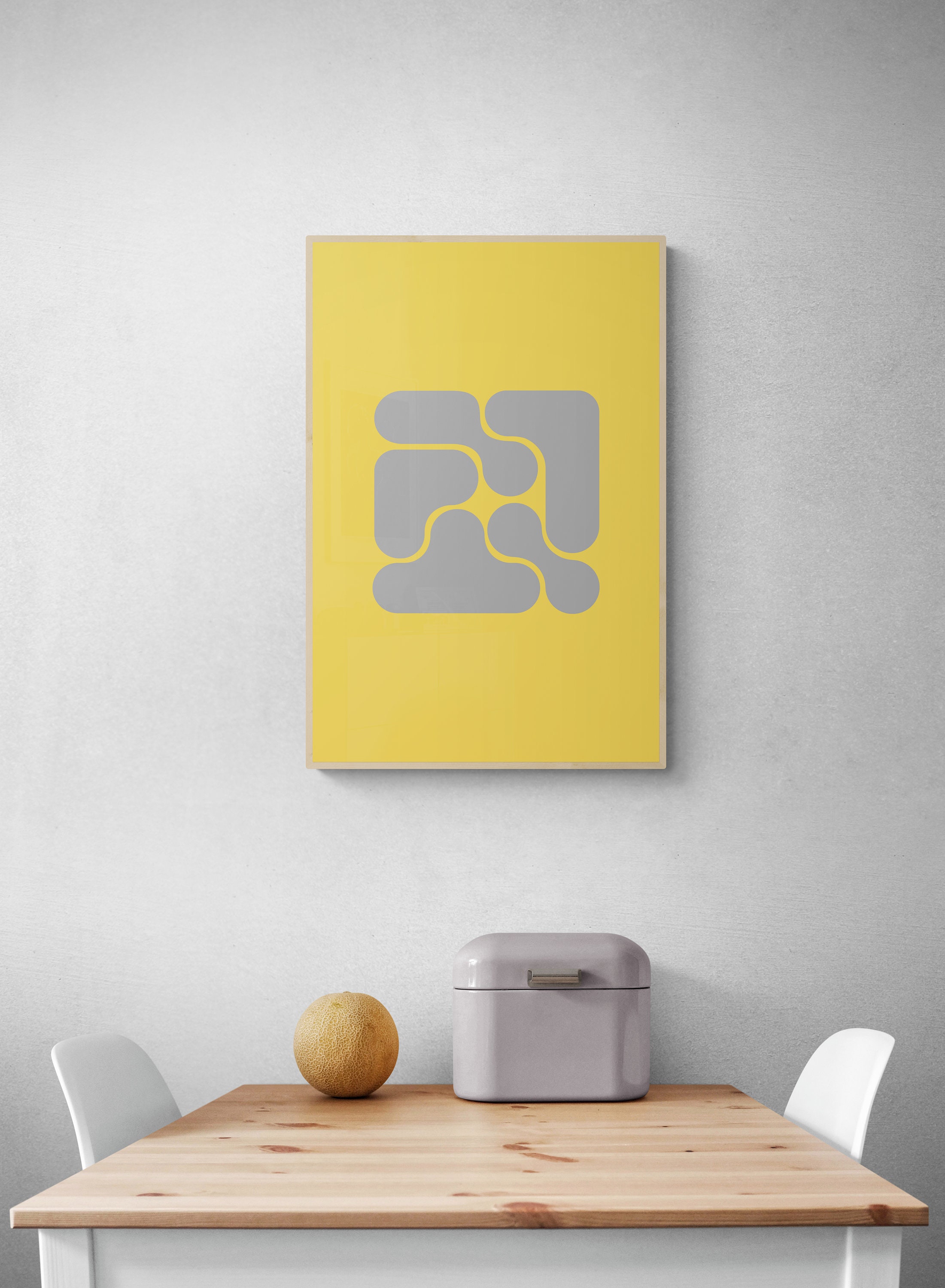 Abstract Print Digital Poster Yellow and Gray Wall Art for Living Room ...