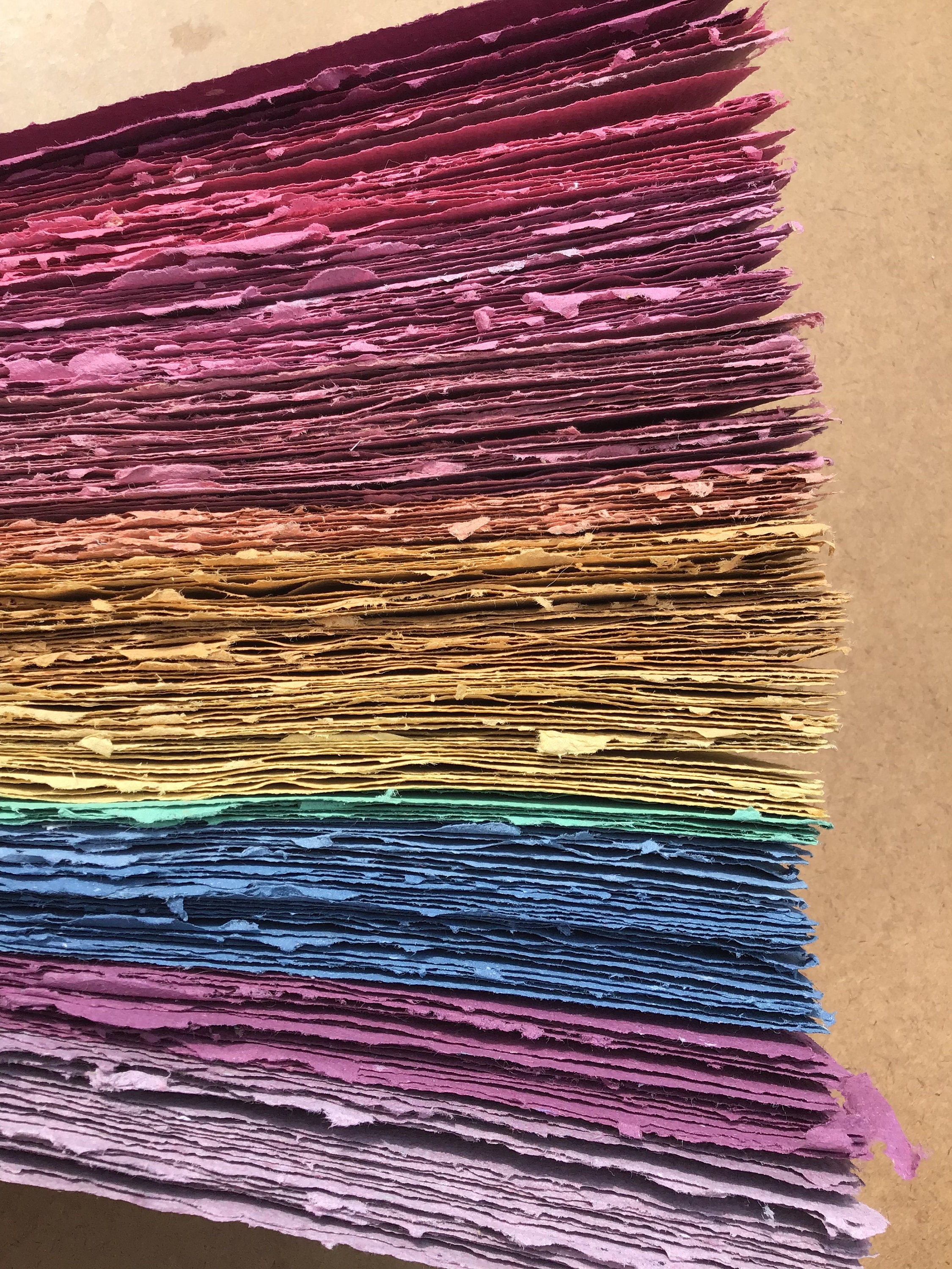 5 sheets 8.5x11 inch rainbow batch, handmade paper, eco friendly ...