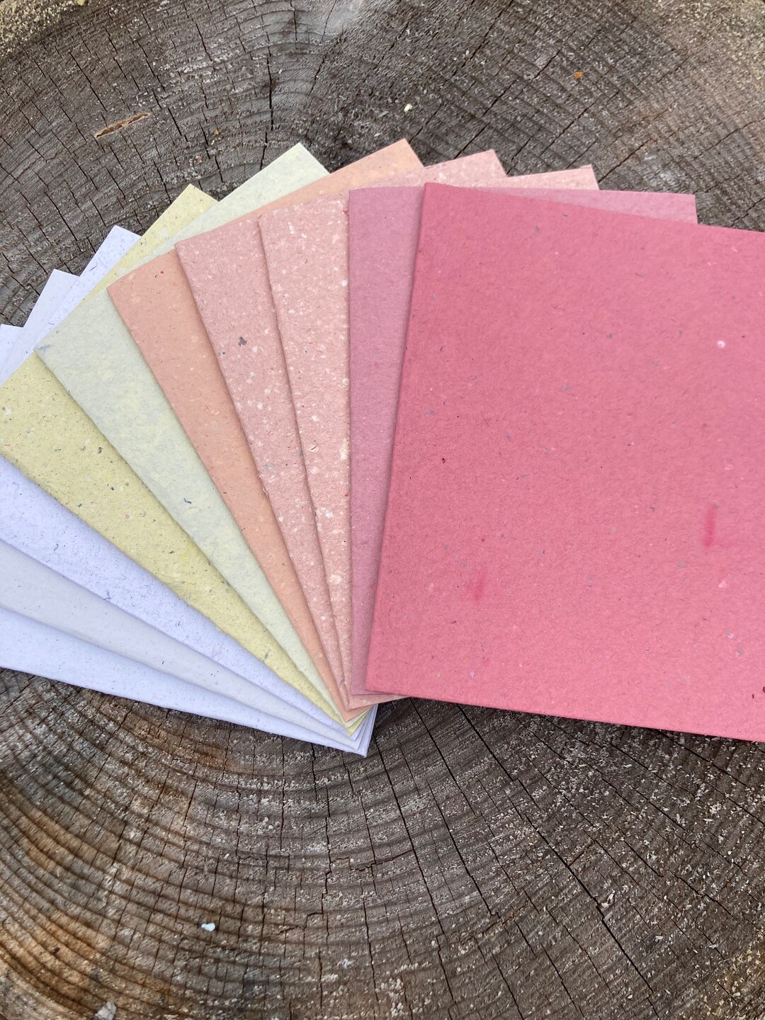 10 5x7 Inch Blank Handmade Recycled Paper Cards, Red Orange Yellow Set ...