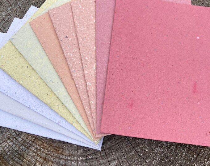 10 5x7 Inch Blank Handmade Recycled Paper Cards, Red Orange Yellow Set ...