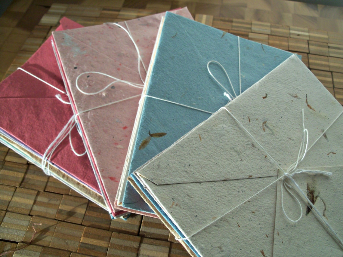 10 Assorted Colors of Handmade Recycled Paper Envelopes - Etsy