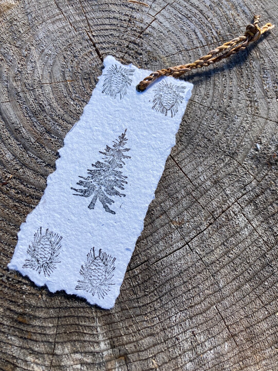 Handmade Bookmark, Woodland Bookmark, Botanical Bookmark, Pine Tree ...