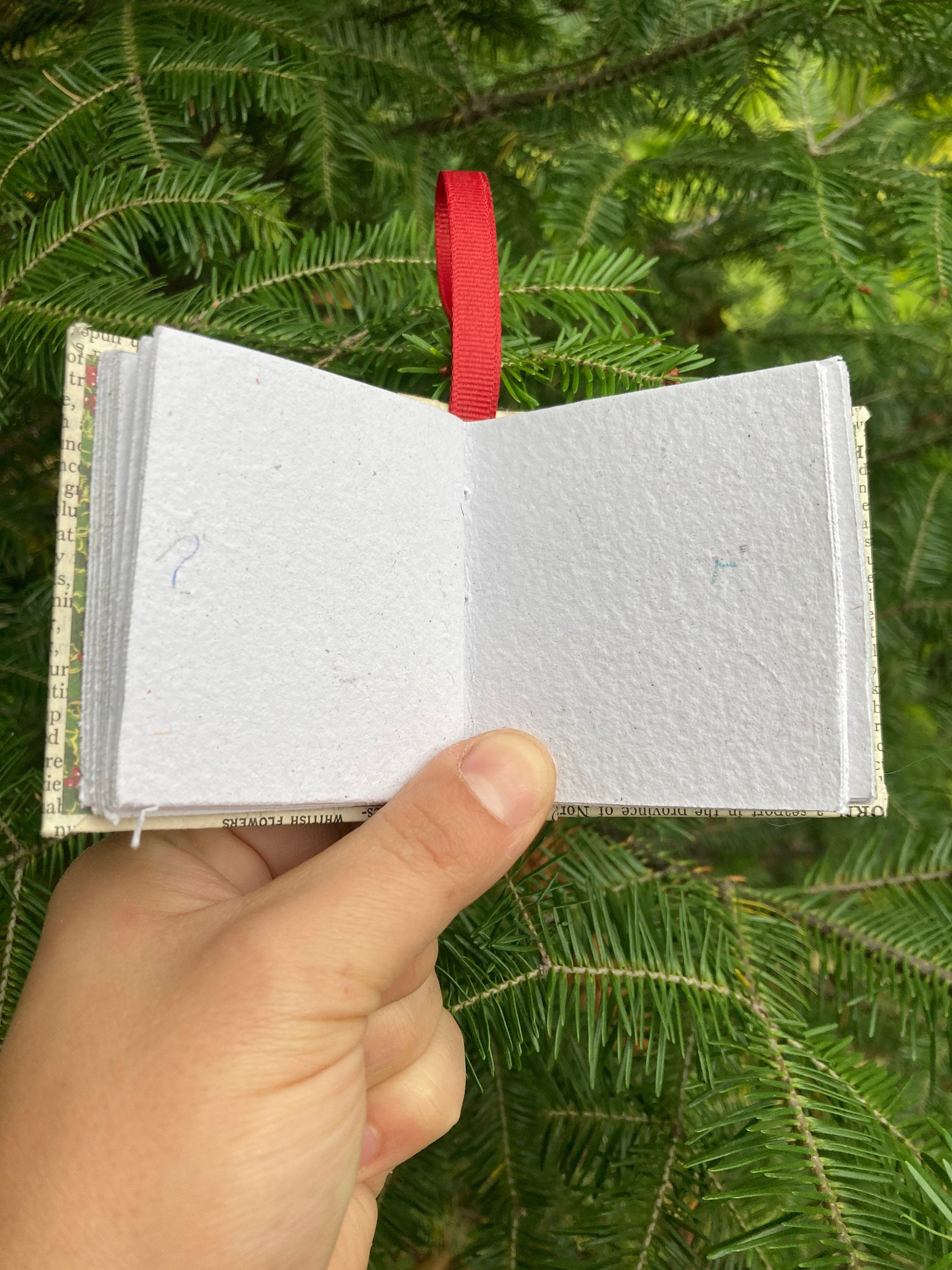 Holly book ornament, mini book, memory book, holly leaf, Christmas ...