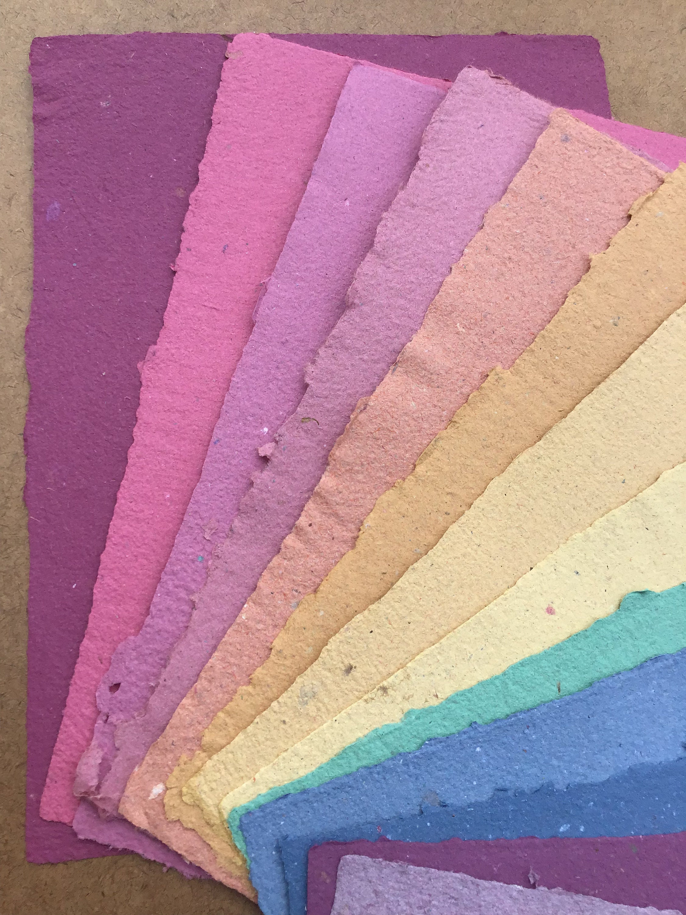 5 sheets 8.5x11 inch rainbow batch, handmade paper, eco friendly ...