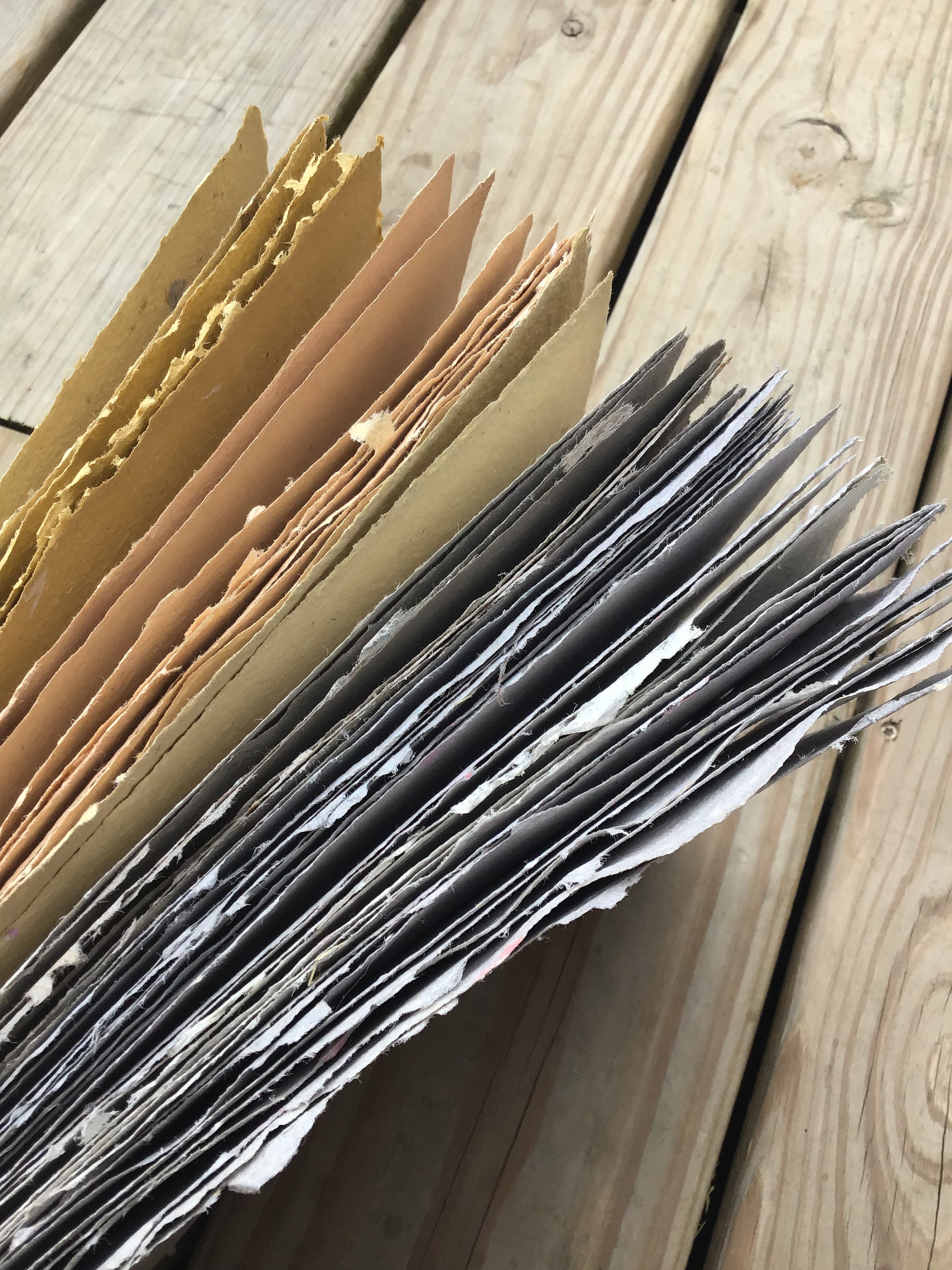 5 sheets Yellows and Greys batch, handmade paper, eco friendly ...