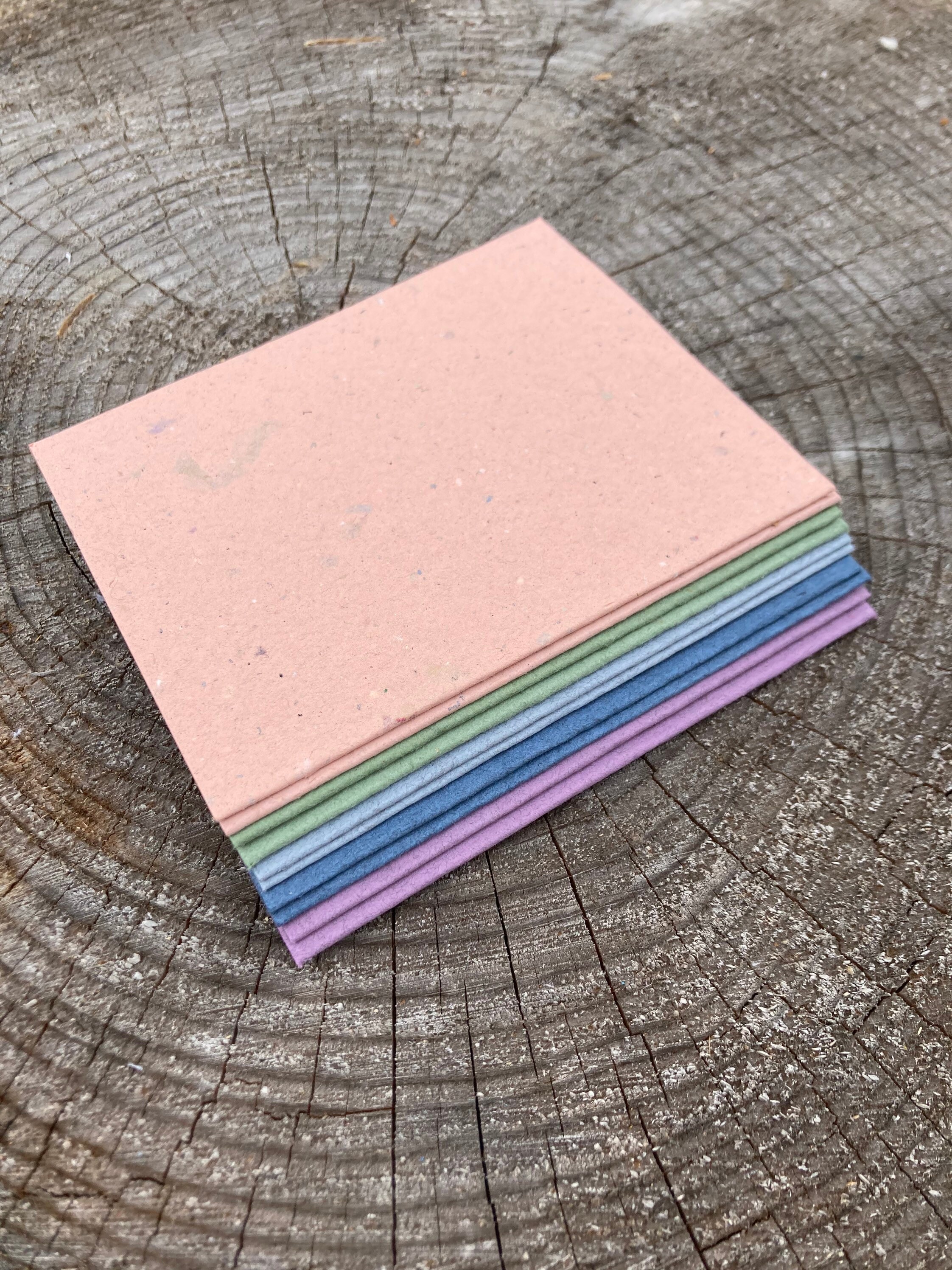10 4x5 inch blank handmade recycled paper cards, multicolor set, blank ...