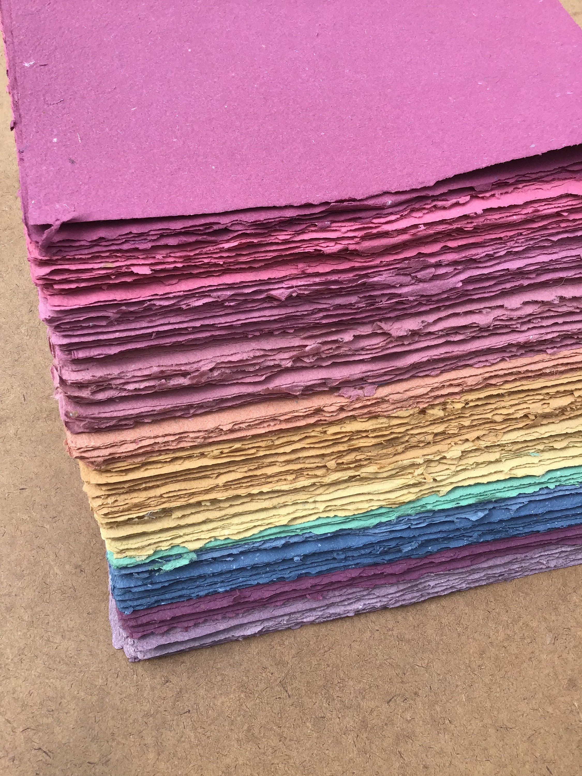 5 sheets 8.5x11 inch rainbow batch, handmade paper, eco friendly ...