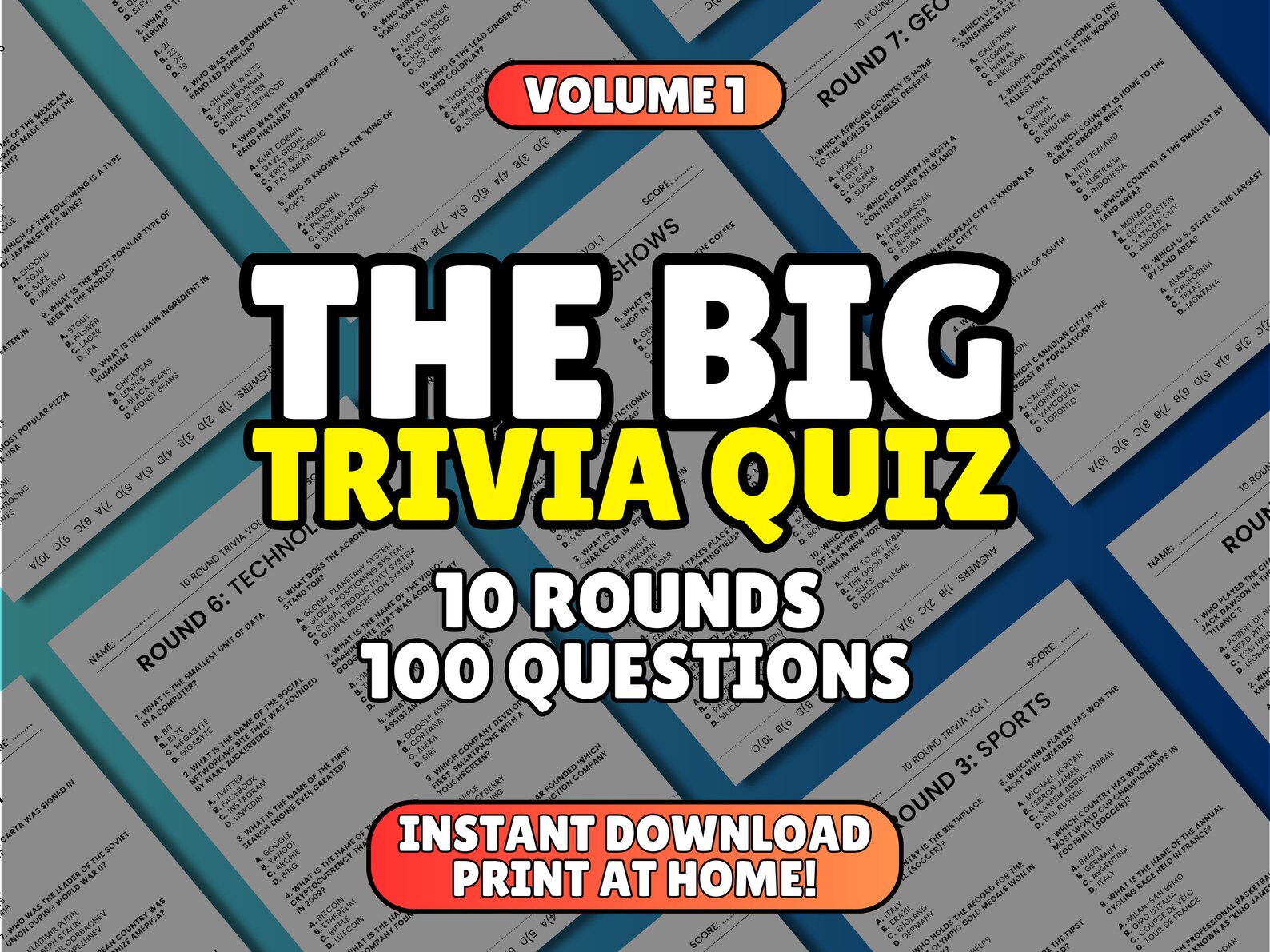 Pub Quiz Trivia Game | Volume 1 | Family Trivia | Party Games | General ...