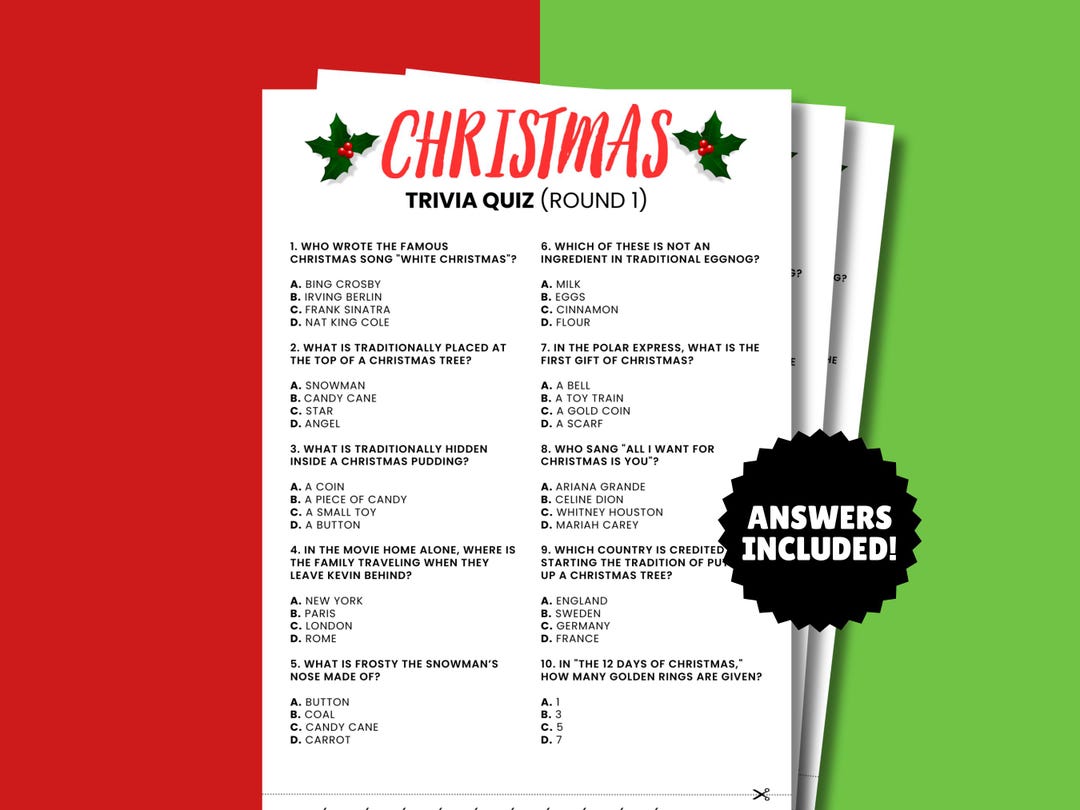 Christmas Trivia Quiz Quiz Game Night Family Fun Christmas Party ...