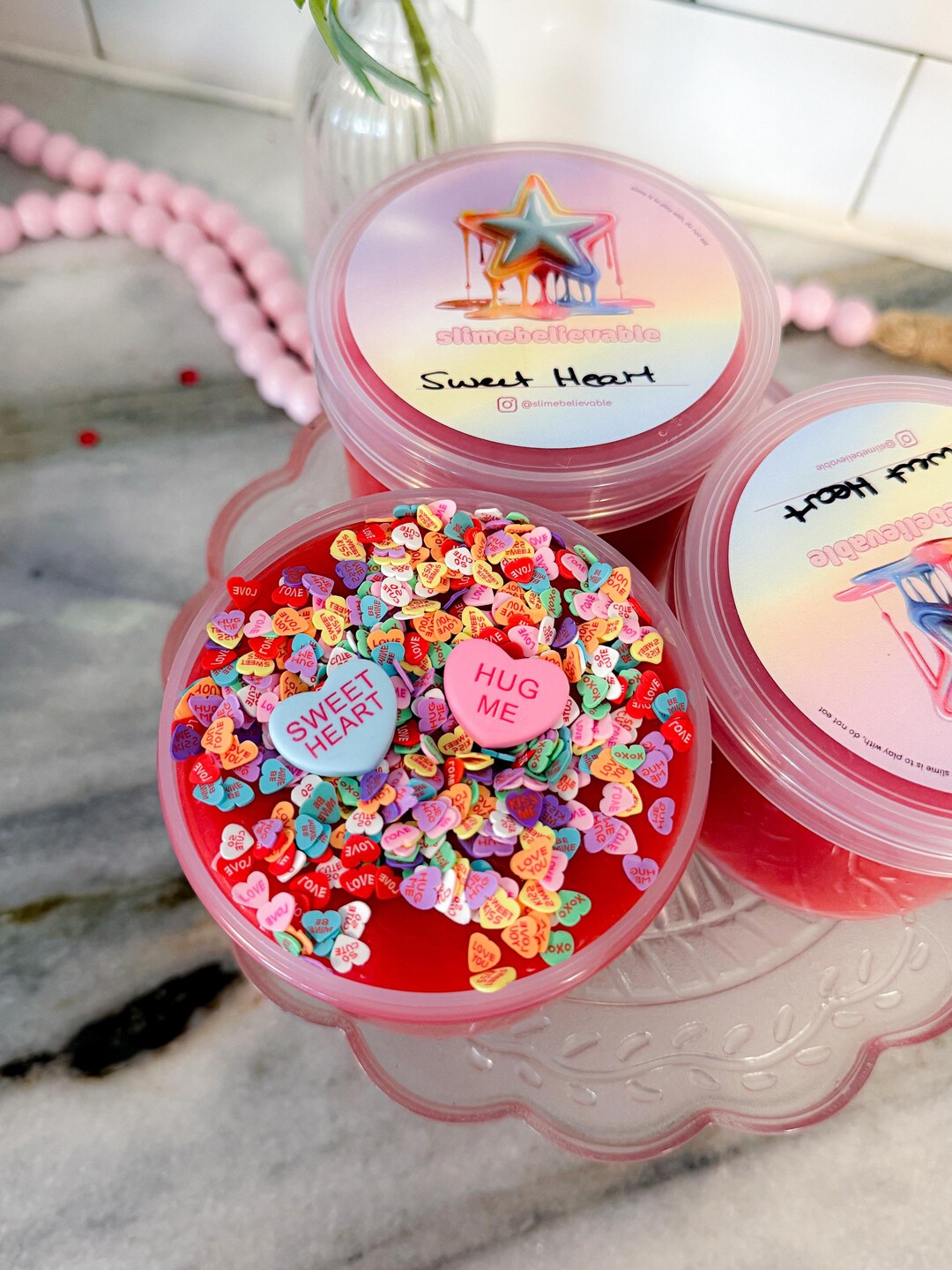 Sweet Heart Slime Valentine Slime, Red Slime, Sensory Fidget Slime - Etsy