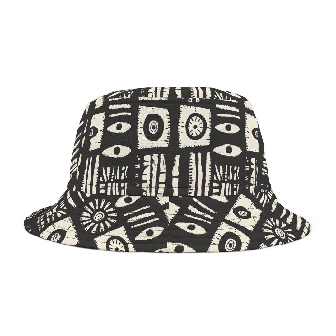Abstract African Print Bucket Hat: 90s Style Polyester Hat - Etsy