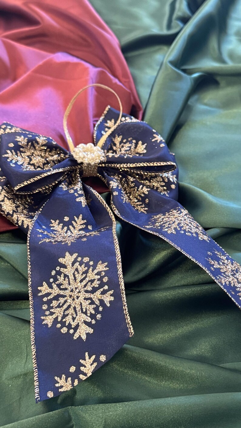 Handmade Glittery Christmas Bow - Elegant Tree Topper, Door Decor, or ...