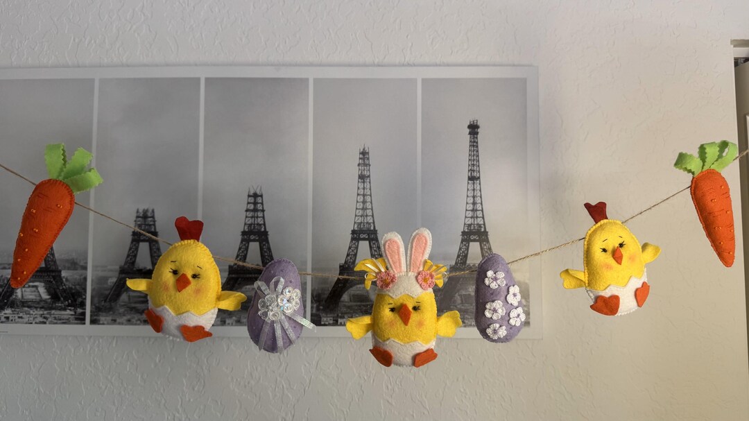 Handmade Easter Chick & Egg Garland – Felt Spring Decor, Nursery ...