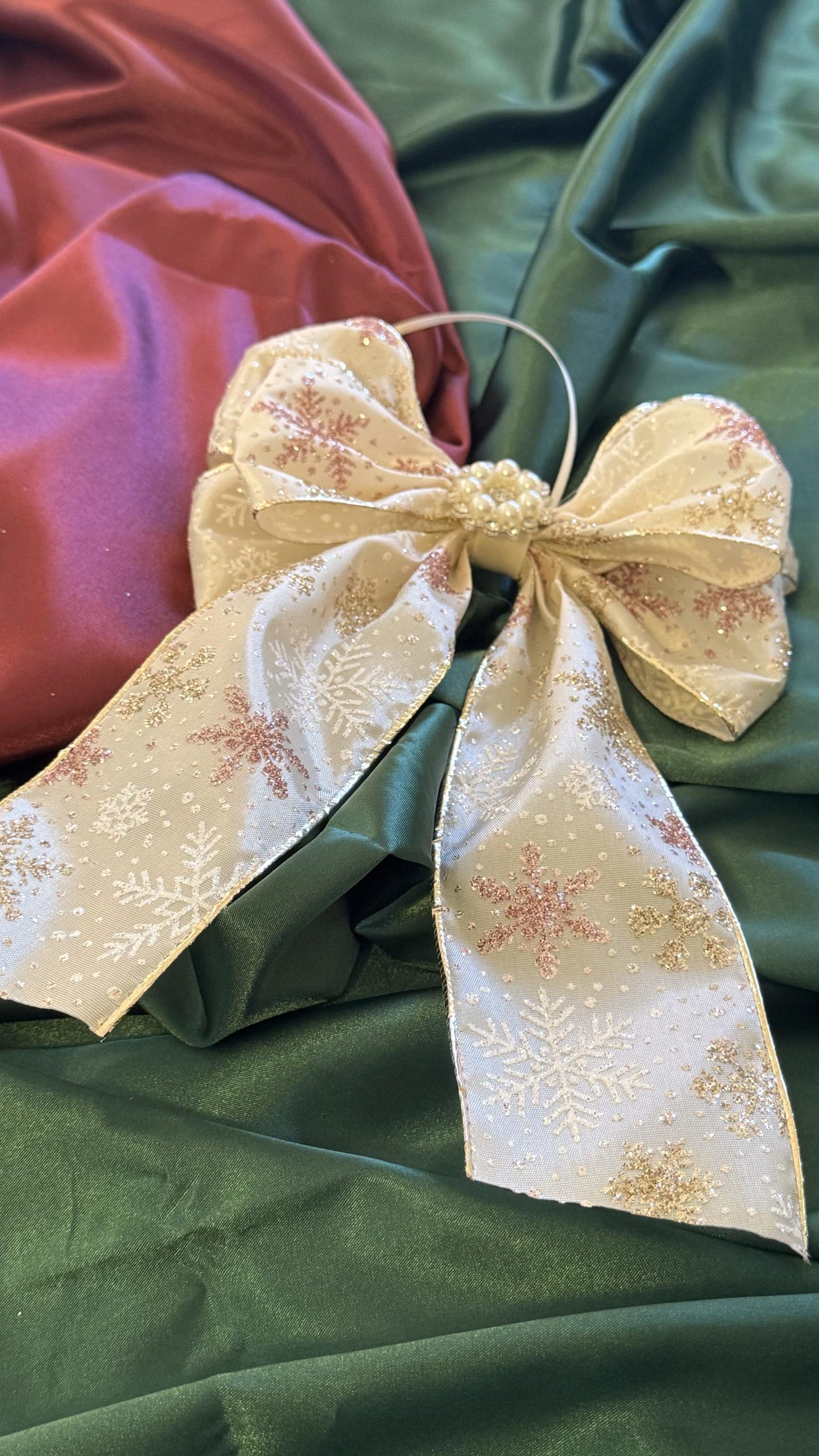 Handmade Glittery Christmas Bow - Elegant Tree Topper, Door Decor, or ...