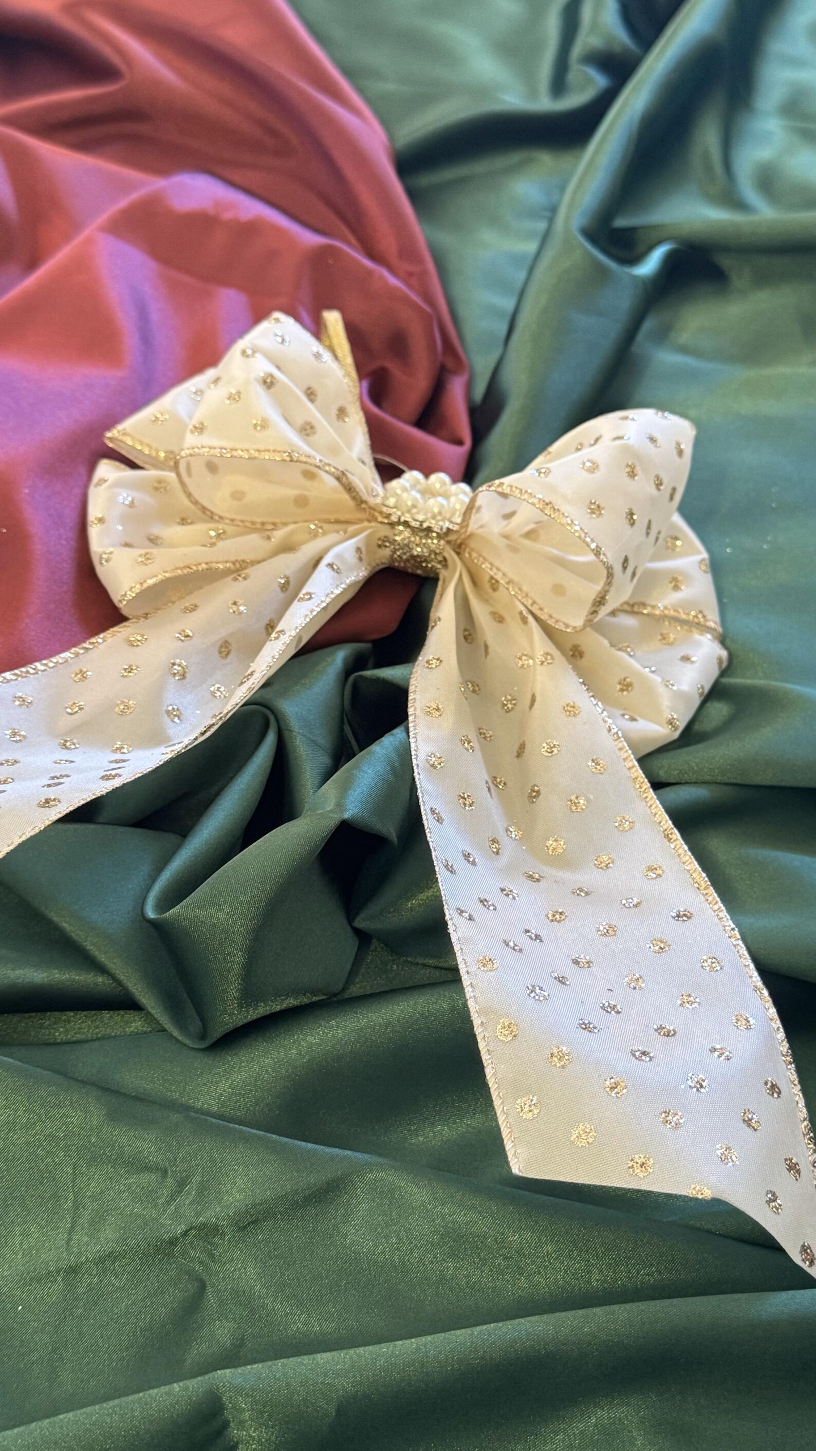 Handmade Glittery Christmas Bow - Elegant Tree Topper, Door Decor, or ...